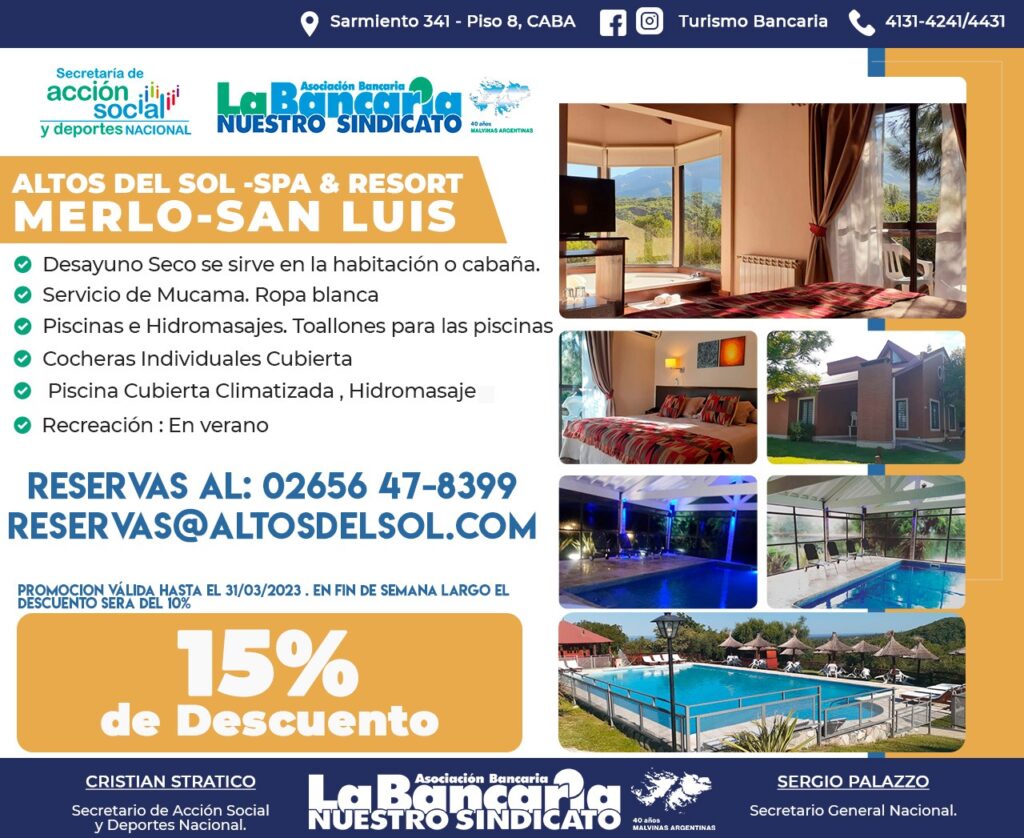 Altos del Sol Spa & Resort. Merlo-San Luis – La Bancaria